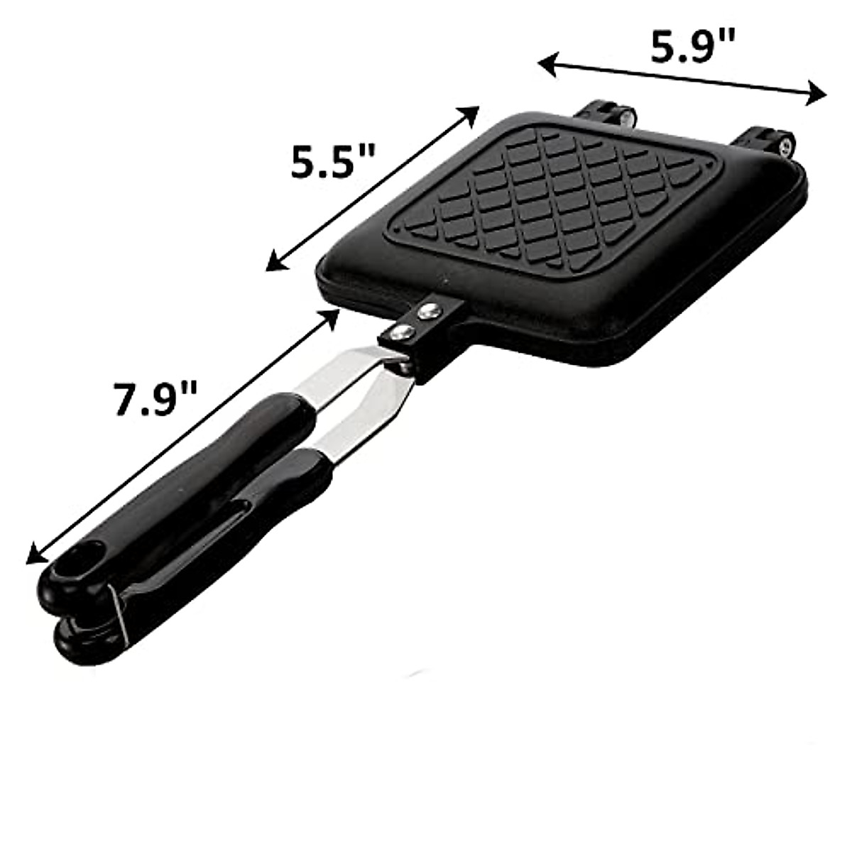 ZOOFOX Sandwich Maker, Non-stick Grilled Sandwich and Panini Maker Pan with Handle, Stovetop Toasted Sandwich Maker Aluminum Flip Pan for Home Kitchen