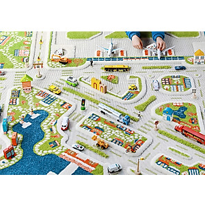 IVI Mini City Thick 3D Kids Play Mat Rug, 71" L x 53" W, Non-Toxic, Stain Resistant, Educational Montessori Activity Toys for Kids