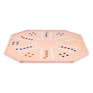 AmishToyBox.com Wooden Marble Chase (Cards N' Marbles) Board Game Set - Large 25" Wide Board - Double-Sided - Includes 1" Marbles and Playing Cards