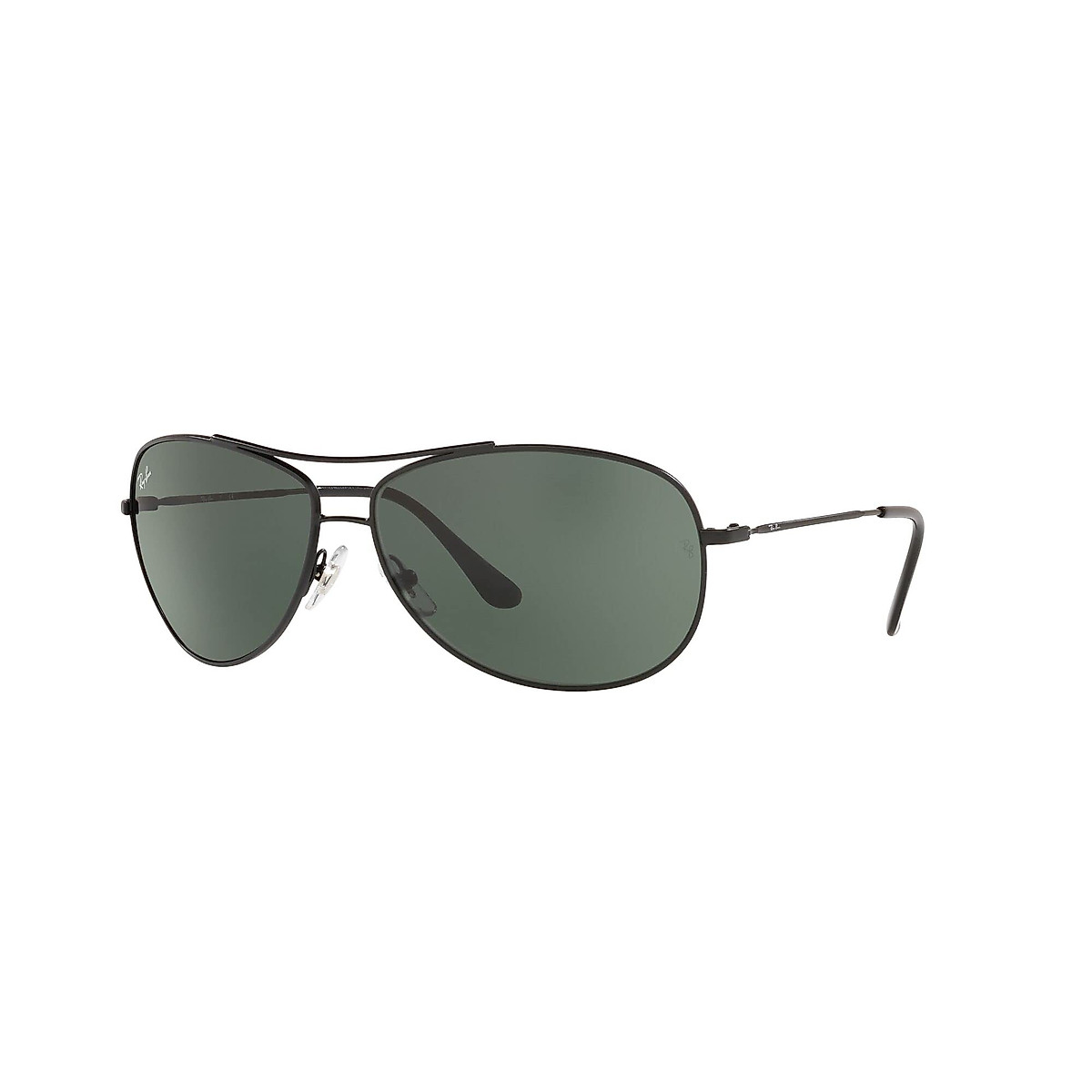 Ray-Ban RB3293 Metal Aviator Sunglasses, Matte Black/Green, 63 mm