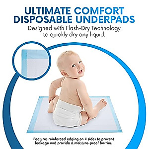 Healqu Disposable Baby Changing Pad Liners - 50 Pack, Super Soft, Absorbent and Waterproof - Mess-Free Baby Diaper Changes on Every Surface - 17x24 Inches
