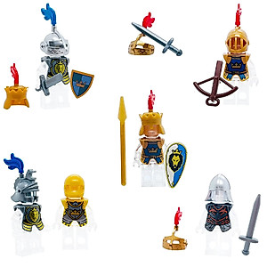 MIUTRUE Medieval Knight Weapons Pack Accessories Set Building Block Toy Armor Helmet Shield Bow Arrow Designed for Mini Figures Gift for Kids Boys Grils Building Kits Toys