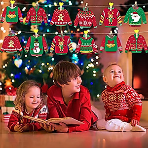 40 Pieces Ugly Sweater Cutouts Christmas Decoration Ugly Sweater Cardboard Cutouts with Glue Point Dots for Classroom School Bulletin Board Party Holiday Party Decoration, 5.9 x 5.9 Inch