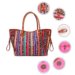 Large Canvas Tote Bag Leopard Consuela Bag WesternTote Bags with Faux Leather Handle Mexican Stuff Gifts for Women Mom