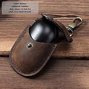 Compatible for Samsung Galaxy Buds Case Leather Shockproof Protective Earbuds Case with Stainless Keychain - Coffee