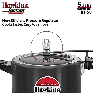 Hawkins 5 Litre Instaa Pressure Cooker, Induction Inner Lid Cooker, Tall Body Hard Anodised Cooker, Best Black Cooker, Black (IIH50)