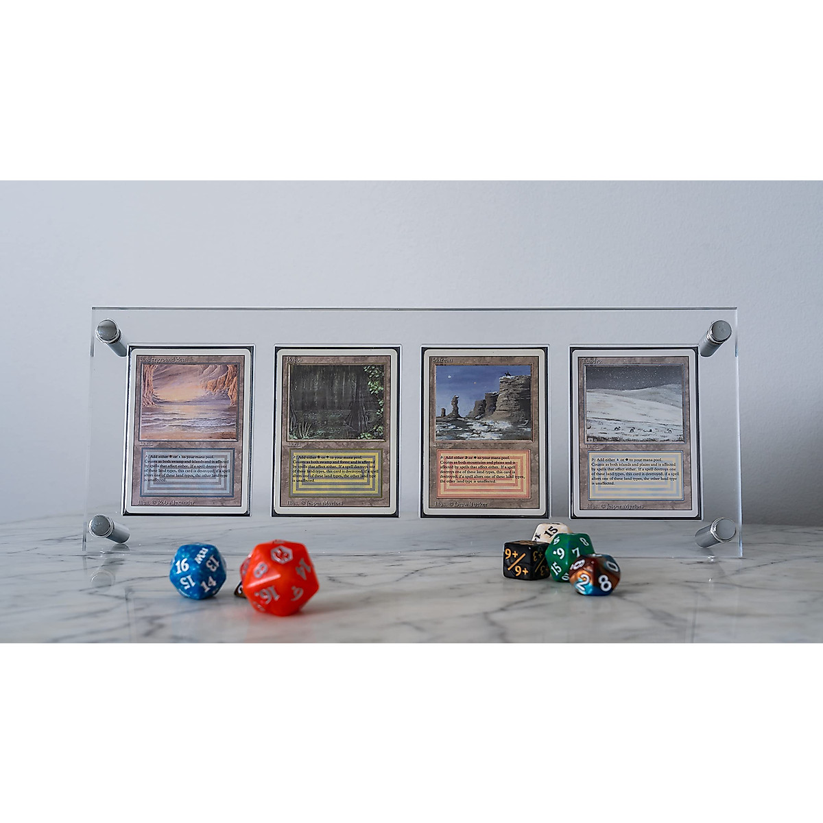 NEWVAVA Trading Card Frame Holder Stand Display - 4 Card Slots Clear Acrylic UV Filtering Screwdown