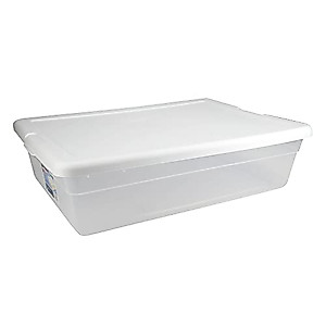 Sterilite 28 Quart Multipurpose Clear Plastic Stacking Storage Container Toe with Secure Lid for Under Bed or Closet Organization, 100 Pack