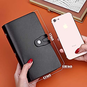 YueJin RFID Credit Card Holder,Large Capacity Storage Credit Card Book Case for Men and Women,Leather Business Card Organizer with 95 Card Slots (black)