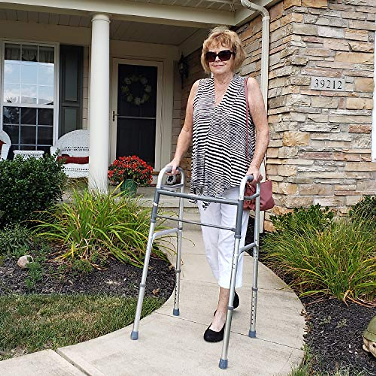 Carex Lightweight Folding Walker for Seniors, Adult Walker, Portable Medical Walker with Adjustable Height, 30-37 Inches, Senior Walker and Walker for Adults, Foldable