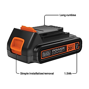 BLACK+DECKER 20V MAX Battery, 1.5Ah Lithium Ion Battery, Extended Runtime, Compatible with Tools, Outdoor Equipment and 20V Vacuums(LBXR20)