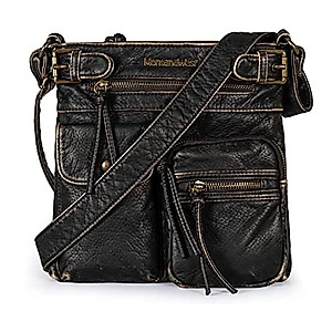 Montana West Crossbody Bags for Women Shoulder Purses and Handbags Multi Pocket Travel Bag Ultra Soft PU Washed Leather,MWC-046BZ