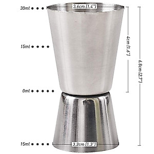 Newk Double Jigger for Bartending, 1/2 & 1 Oz(15 & 30 ML) Stainless Steel Cocktail Measuring Jigger (Set of 4)
