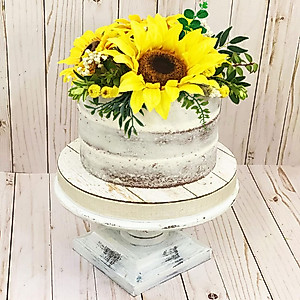 18 PCS Sunflower Cake Toppers, Sunflower Cake Decoration with Sunflowers, Golden Palm Leaves and Eucalyptus Leaves for Birthday Party, Wedding, Baby Shower, Sunflower Party Supplies
