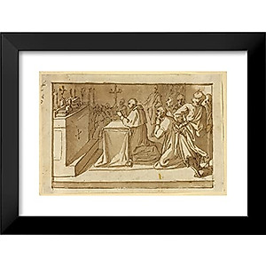 ArtDirect Cesare Nebbia 24x19 Black Modern Framed Art Print Titled Saint Charles Borromeo Venerating The Relics