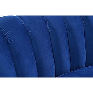 Legend Furniture Velvet Curved Sectional Round-Shaped Couch for Living Room Standard Sofa, 142", Blue
