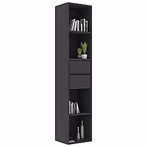 Book Cabinet Storage File Rack Organizer for Filing Kitchen Bathroom Toilet Pantry Corner Home Holder Shelf Outdoor Indoor Wall Garage Lock Gray 14.2"x11.8"x67.3" Chipboard
