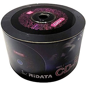 100 Pack Ridata Black CD-R 48X 700MB 80Min Digital Vinyl Surface Black Bottom Blank Media Recordable Disc