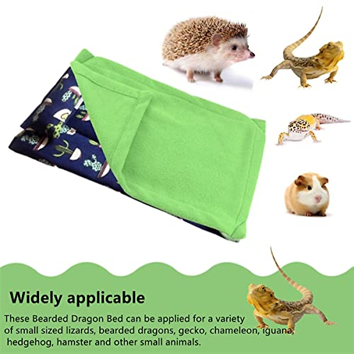 Bearded Dragon Bed with Pillow and Blanket, Reptile Accessories, Small Pet Animal Hide Habitat Shelter, Solf Fabric Warm Sleeping Bag with Cover for Bearded Dragon, Leopard Gecko, Lizard