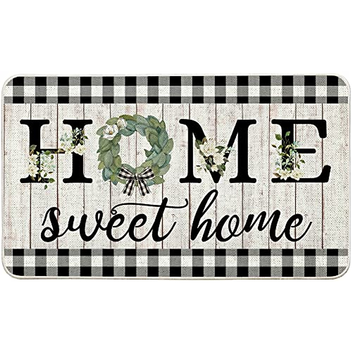 ORTIGIA Sping Home Sweet Home Doormat Indoor Outdoor Patio Welcome Magnolia Wreath Door Mats Non-Slip Durable Entrance Mat for Home Entrance, Outside Entry, Yard, Floor, Patio 17x29.5INCH