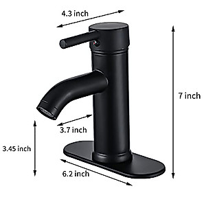 Black Bathroom Sink Faucet Single Hole Single Handle Bathroom Faucet Matte Black Vanity Faucet Modern RV Faucet Deck Mount 1 Hole or 3 Holes