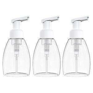 BRIGHTFROM Foaming Soap Dispenser Pump Bottles, BPA Free Empty Refillable Plastic Container for Liquid Soap - Kitchen, Bathroom, Commercial - 8oz (250ml) Pack of 3, Clear