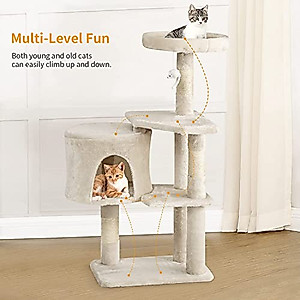 BestPet Cat Tree 36 inch Tall Scratching Toy Activity Centre Cat Tower Cat Condo Multi-Level Furniture Scratching Posts for Indoor Cats,Beige