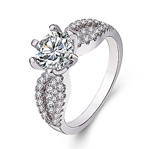 Luxury Diamond Silver Ring Bride Ring Engagement Wedding Ring Prong Setting Zircon Rings Jewelry for Your Princess