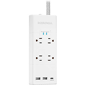 Insignias 4-Outlet3-USB Surge Protector Strip - White