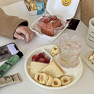 Cabilock Divided Serving Dishes Kids Toddlers Baby Tray Diet Food Control Camping Dishes Compact Serving Platter Dinner Snack Compartment Plate (White)