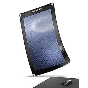 [Sunslice] New Generation 6W Flexible Solar Panel. Powerful and Much Lighter, Ultra Thin, Unbreakable. for Smartphone, Ideal for Camping and Hiking - Black