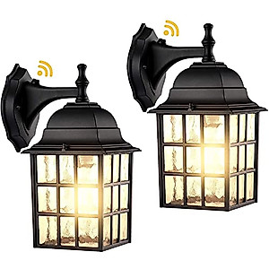 2-Pack Dusk to Dawn Outdoor Wall Lights, Sensor Exterior Light Fixtures Wall Mount, Porch Lights, Matte Black Wall Lantern Wall Lamp, Waterproof Wall Sconce, Outside Lighting for Garage, Front Door