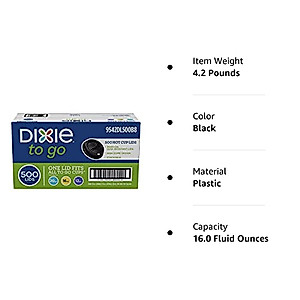 Dixie Perfec Touch Domed Plastic, Hot Cup Lid for 12 Ounce/16 Ounce, Black, 500 Count