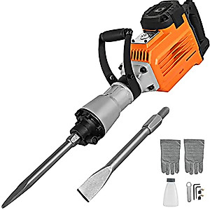 Mophorn 3500W Jack Hammer Demolition, Heavy Duty Electric Concrete Breaker Lock Speed Button 1400 BPM Chipping Hammer with Flat Chisel & Bull Point Chisel & Gloves
