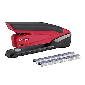 Bostitch inPower Spring-Powered Desktop Stapler, Easy Stapling Technology, Red