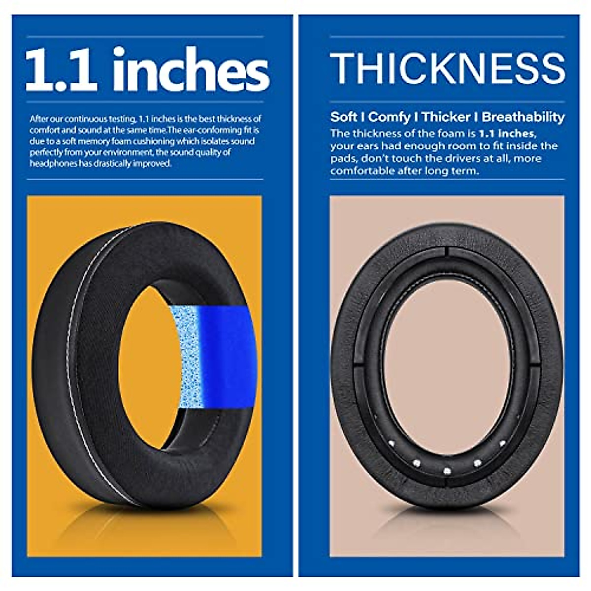 HS70 Pro Thicker Upgrade Cooling Gel Earpads - Compatible with HS50 Pro HS60 Pro HS70 I Replacement Ear Cushion Cup with Microphone Foam and Installation Tool (Silky Cool Fabric)