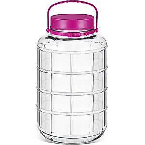 Bokon 2 Gallon Glass Jar with Lid and Handle Wide Mouth Airtight Dry Food Storage Pickling Mason Jar Glass Water Jug for Fermenting Sun Tea Kombucha Kefir Water Storing Canning (1 Pcs)