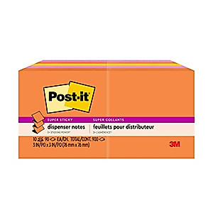 Post-it Super Sticky Pop-up Notes, 3x3 in, 10 Pads, 2x the Sticking Power, Rio de Janerio Collection, Bright Colors (Orange, Pink, Blue, Green),Recyclable (R330-10SSAU)