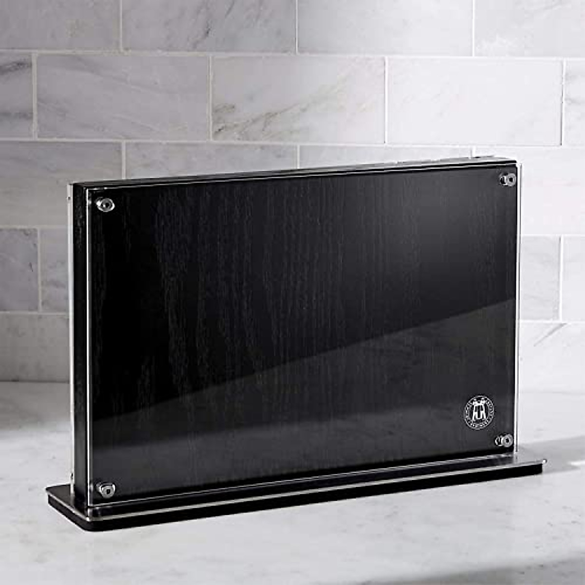 Schmidt Bros. Black Downtown Magnetic Knife Block, Ebony Stained Red Oak Schmidt-22-Series, Up to 18-Piece