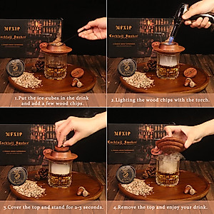 Cocktail Smoker Kit with Torch, Whiskey Smoker Kit, Old Fashioned Drink Smoker Kit – 4 Flavors Wood Chips, Whiskey Smoker Infuser Kit - Bourbon Gifts for Men, Dad (No Butane)
