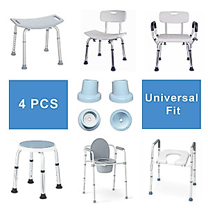 Elzrghs Replacement Feet for Shower Chair,Shower Bench,Bedside Commode,Tub Transfer Bench and Bath Seat, Rubber Non Slip Suction Feet,Pack of 4,1-1/8" I.D