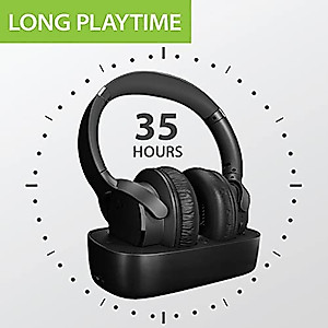 Avantree Ensemble - Wireless Over-Ear Headphones for TV Watching with Universally Compatible Bluetooth 5.0 Transmitter & Charging Dock, 35hr Audio Playtime, and No Lip-Sync Delay