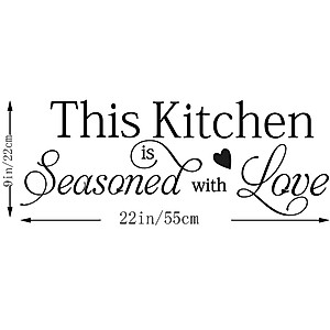 This Kitchen is Seasoned with Love Quotes Wall Stickers Kitchen Art Decorations Vinyl Home Décor