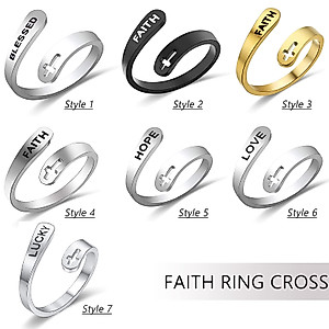 Black Faith Ring Jewelry Cross Gifts