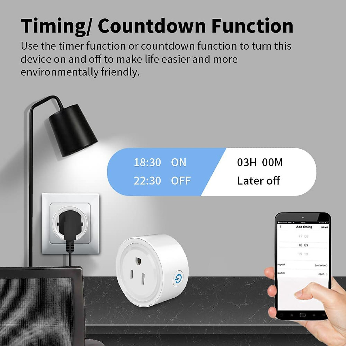 Smart Plug ,WiFi Smart Socket Works with Alexa and Google Home for Voice Control, VAIYI Mini WiFi Outlet Socket Remote Control with Timer Function, No Hub Required, RoHS FCC Listed (2 Pack)