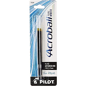 PILOT Acroball 1000 Ultra-Premium Ball Point Pen, 0.7 mm Fine Point, Black Ink, Rose Gold Barrel-2 Pens With 2 Bonus Reffills
