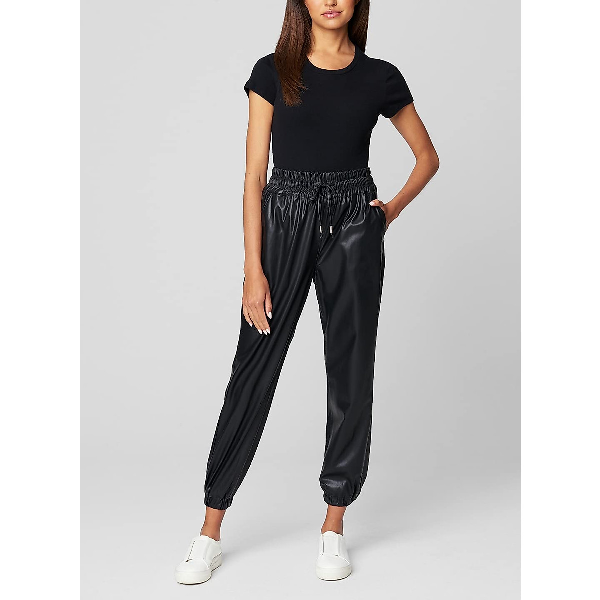 [BLANKNYC] Women's Vegan Leather Jogger,Night Crawling,Large