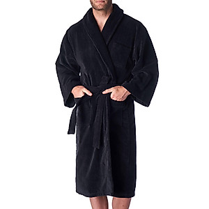 Alpine Swiss Pure Cotton Mens Terry Cloth Bathrobe Super Absorbent Spa Robe BLK XLXXL