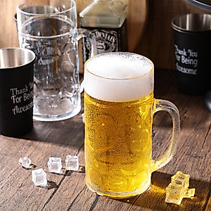 Suclain 6 Pcs Clear Plastic Beer Mugs with Handles 34 oz Large Dimpled Beer Cups Clear Plastic Beer Glasses Reusable Classic Plastic Coffee Mugs with Handles for Beer Whiskey Juice Coffee Tea Cocktail