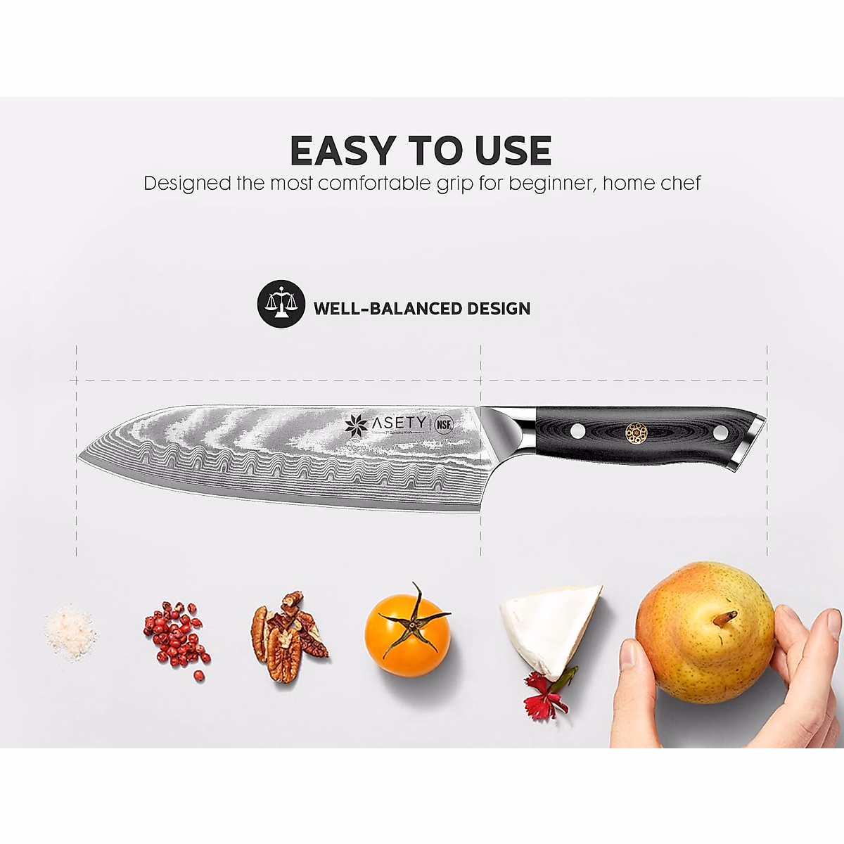 ASETY Damascus Knife Set 3 PCS, NSF Food-Safe Japanese Kitchen Knife Set with VG10 Steel Core, Ultra-Sharp Professional Chef Knife Set and Full Tang G10 Handle, Gift Box